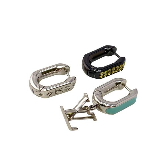 Louis Vuitton | Jewelry | Pre Loved Louis Vuitton Lv Logo Charm Hoop ...